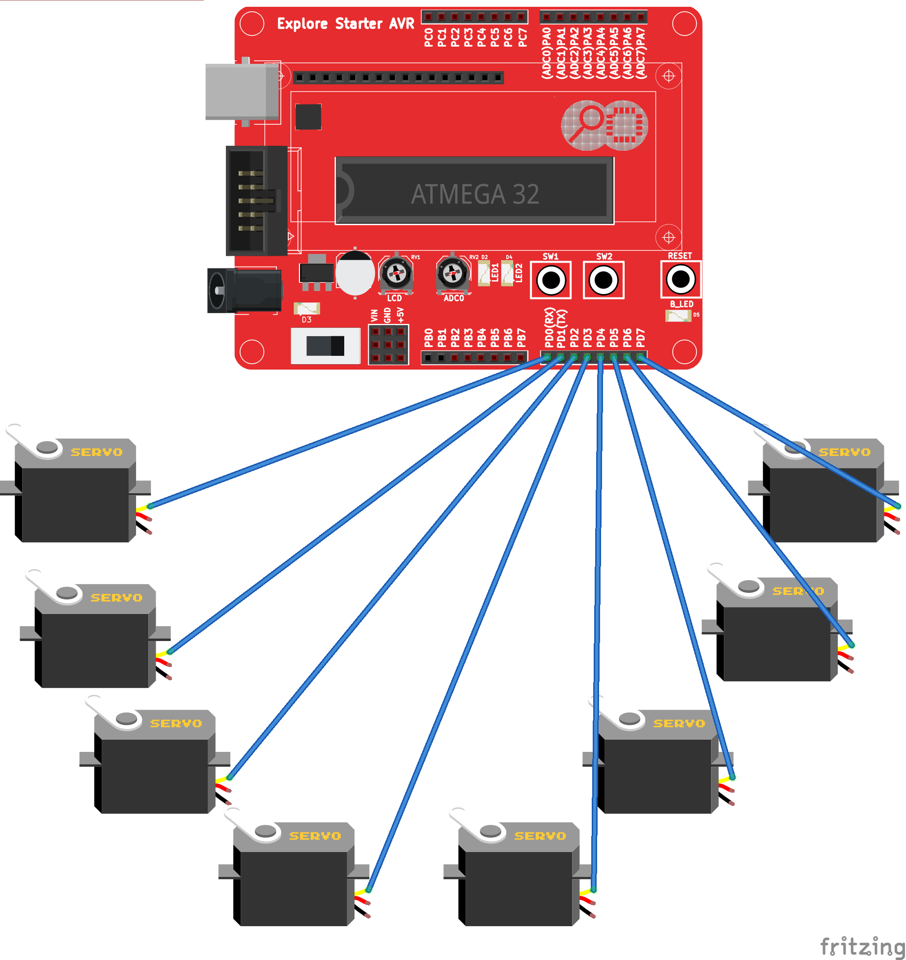 Mengontrol hingga 8 buah servo (multi servo) menggunakan AVR ATmega32 ...